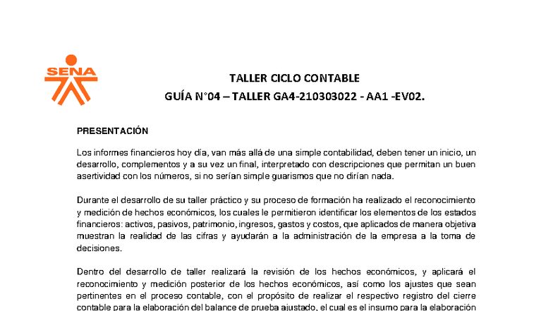 TALLER CICLO CONTABLE AA1: GUÍA PARA EL CIERRE CONTABLE Y AJUSTES - Studocu