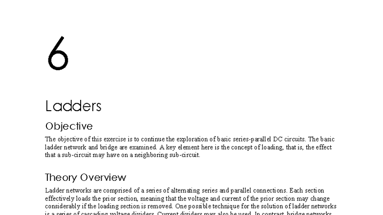 Lab06: Exploring Ladder Networks in DC Circuits - Studocu