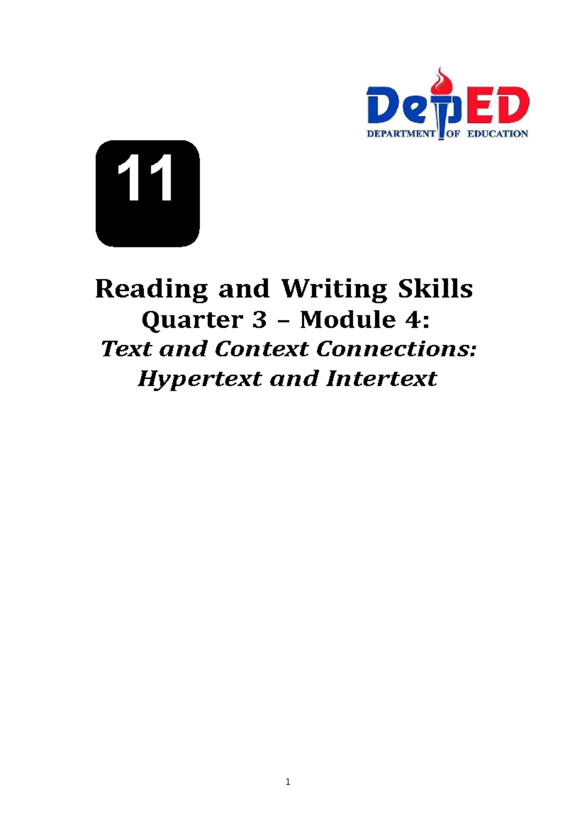 Reading-and-Writing Q3 W4 - 11 Reading and Writing Skills Quarter 3 – Module 4: Text and Context ...