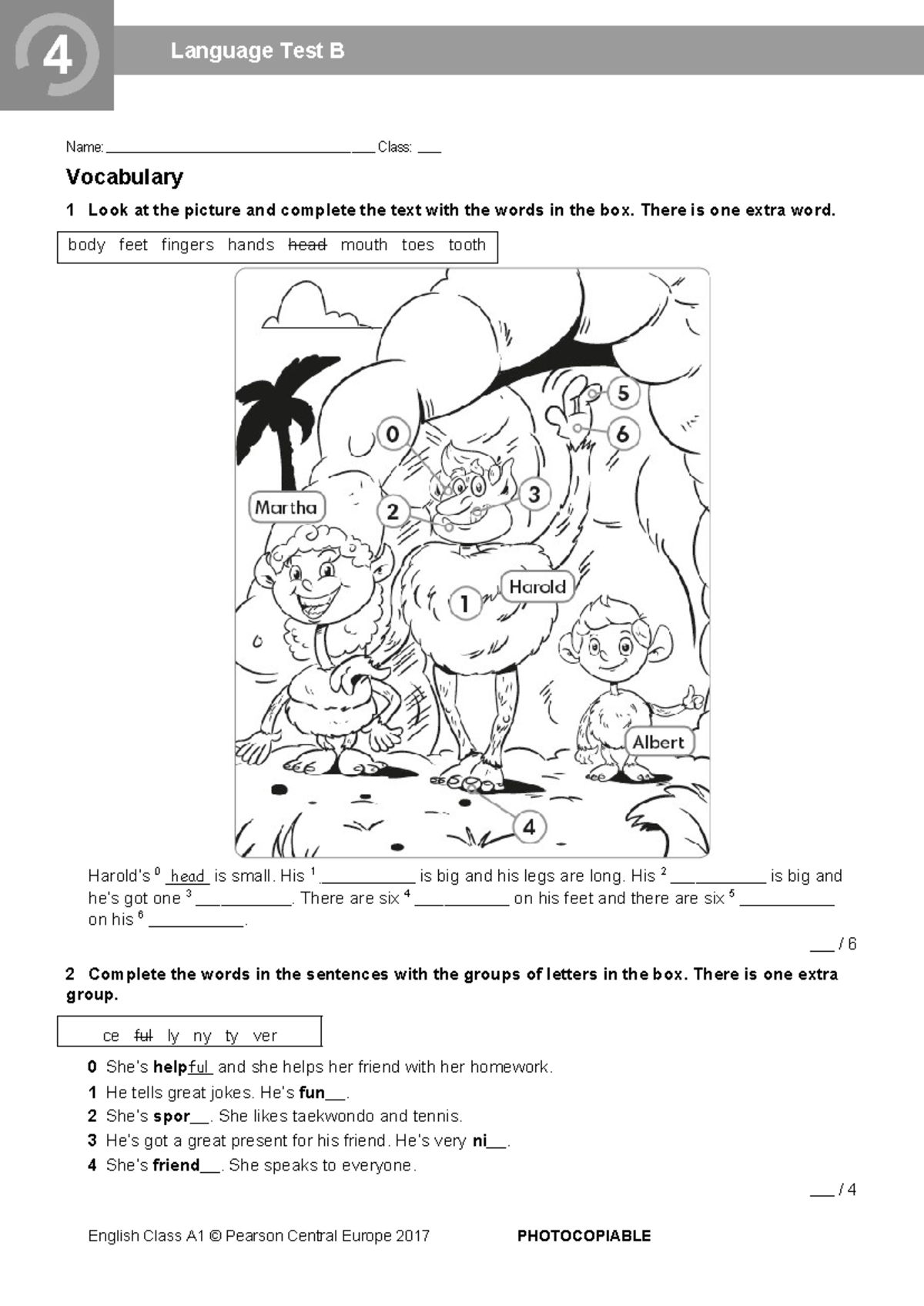 Language Test 4B - Vocabulary and Grammar for Class 5 English - Studocu