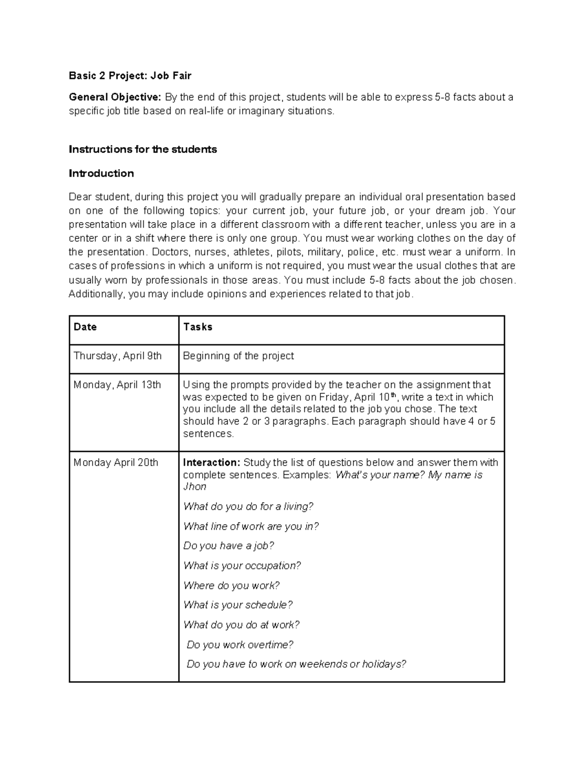 2026 Basic 2 Project: Job Fair Oral Presentation Guidelines - Studocu