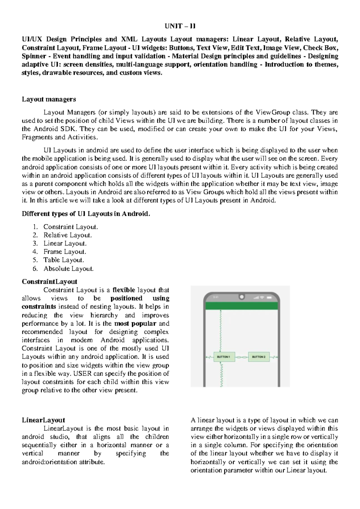 MAD UNIT 2 & 3 - Design Principles and XML Layouts Notes - Studocu