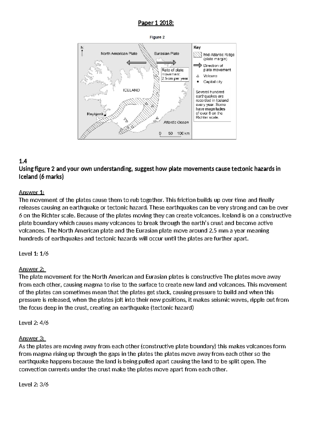 Example Answers for Geography Paper 1 & 2 - 2018 - Studocu