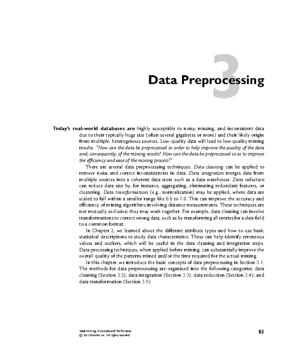 Textbook-Data processing-Lecturers - 3 Data Preprocessing Today’s real ...
