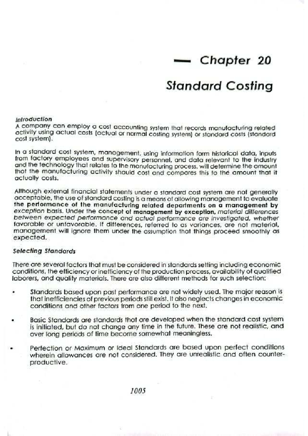 Chapter 20: Introduction to Standard Costing and Variance Analysis ...