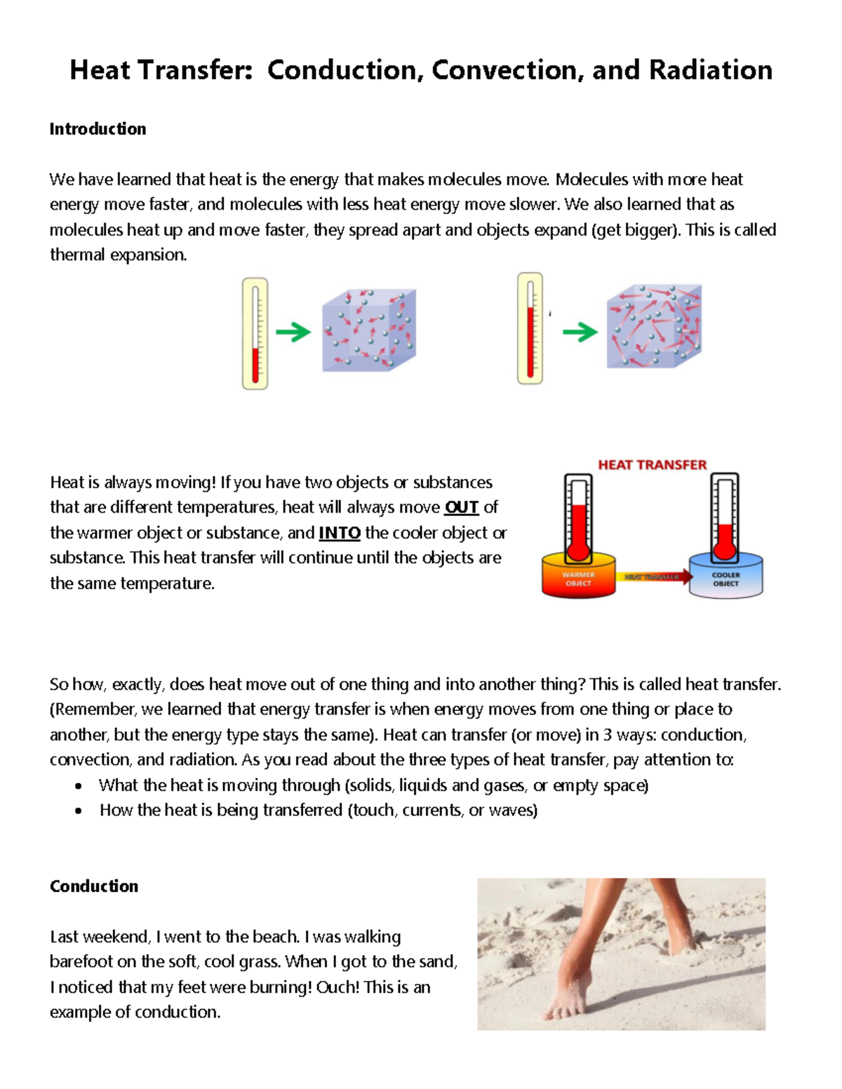 Heat Transfer Concepts: Conduction, Convection, and Radiation Worksheet ...