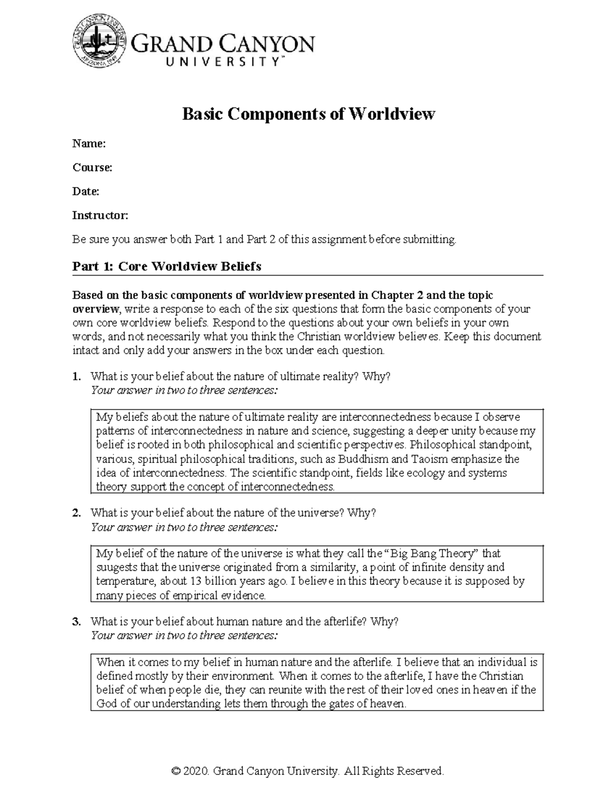 CWV-101- ( Revised) WEEK#1 Basic Components of worldview - Basic ...