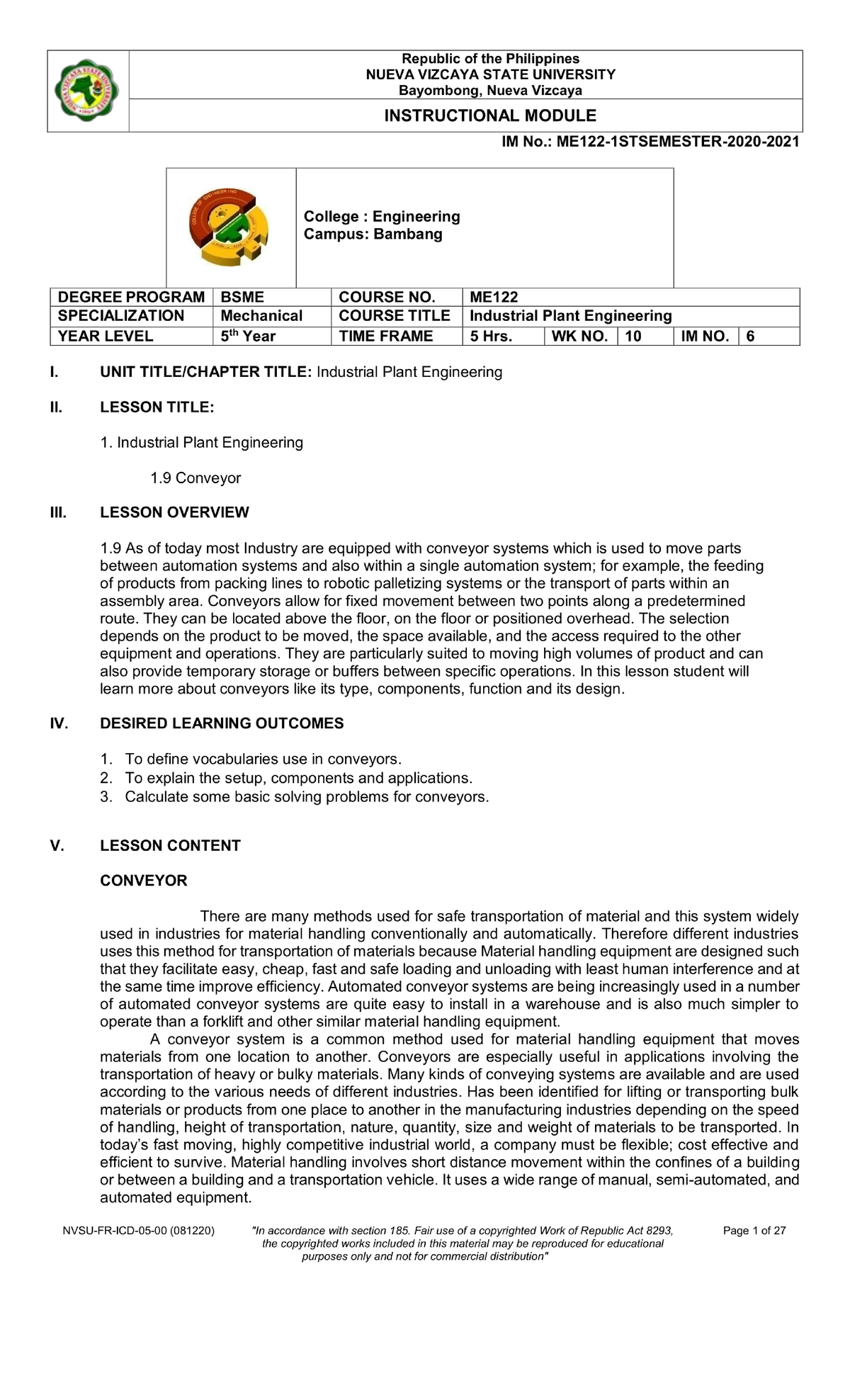 IM#6 - Industrial Plant Engineering - Mechanical Engineering - Studocu