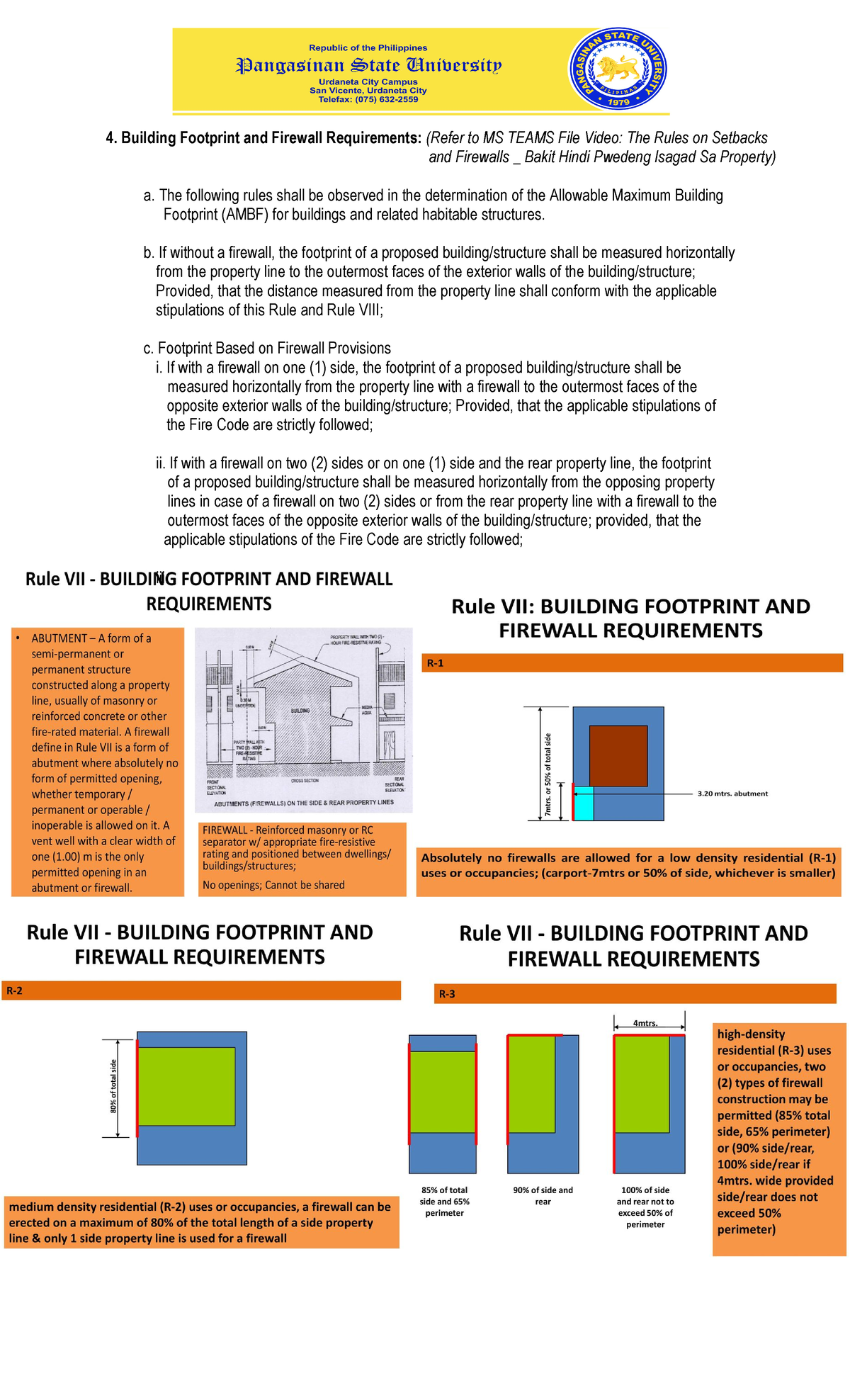 PP1 Lecture Notes Finals: Building Footprint & Firewall Regulations ...