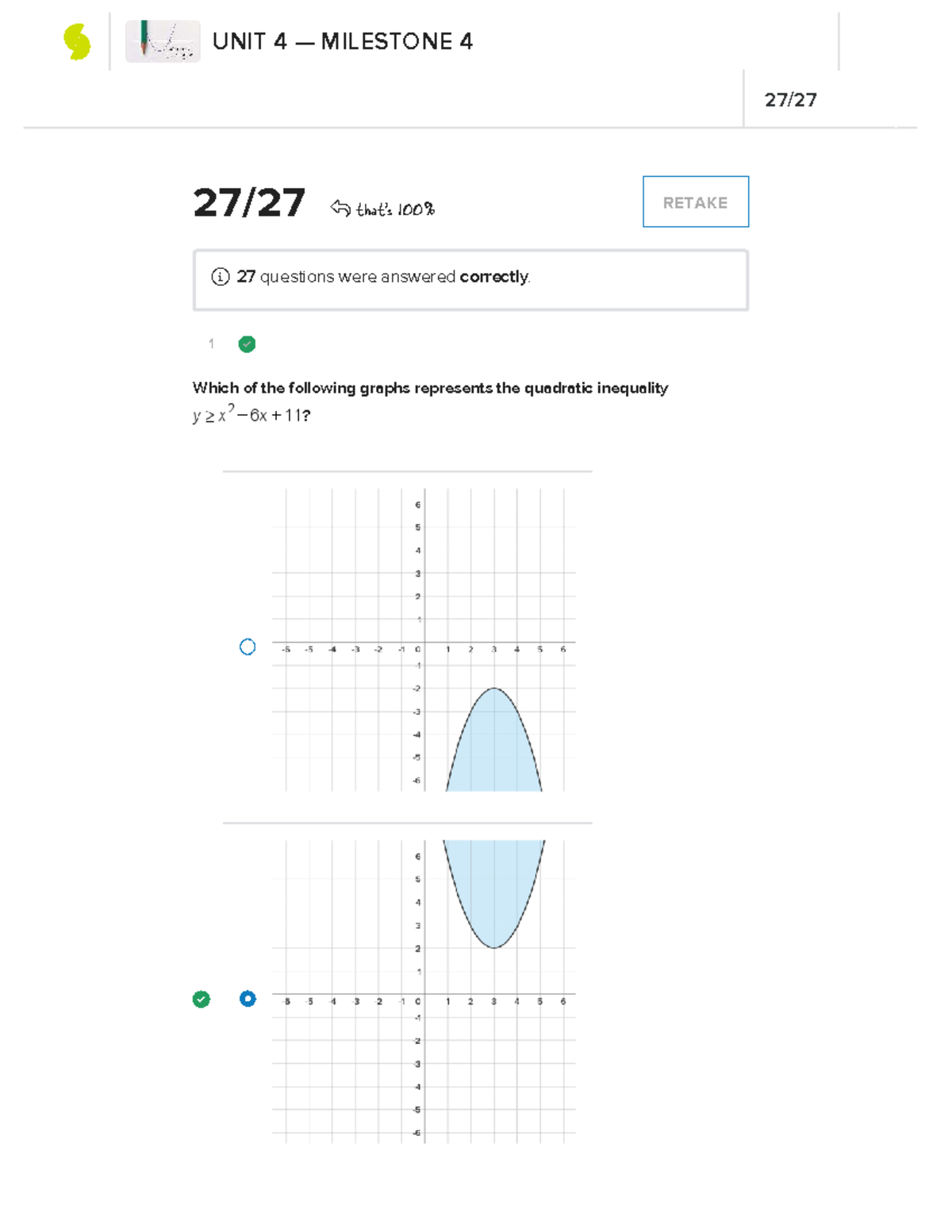 UNIT 4 MILESTONE 4 RETAKE: Quadratic Inequalities & Factoring Concepts ...