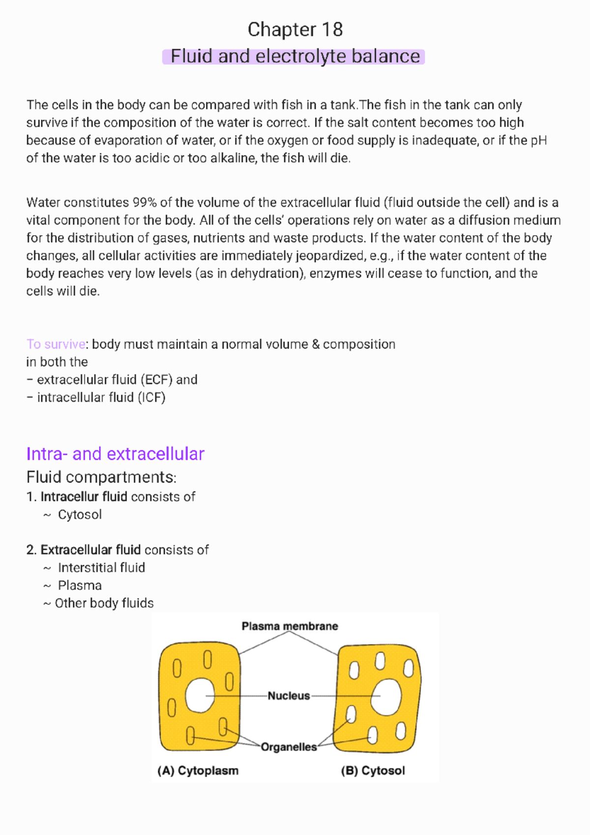 Chapter 18: Fluid and Electrolyte Balance in PSY 101 - Studocu