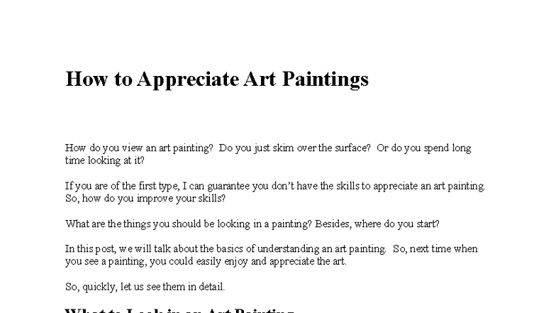 How to Appreciate Art - So, how do you improve your skills? What are ...