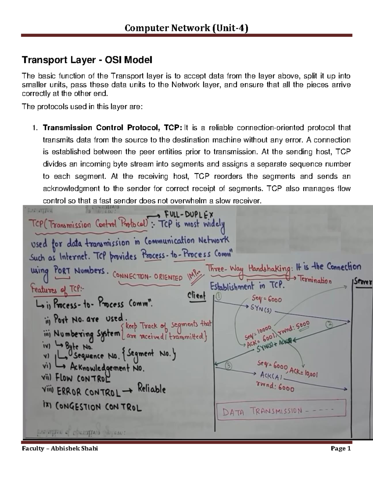 Computer Network CN Unit 4: Transport Layer Functions & Protocols - Studocu