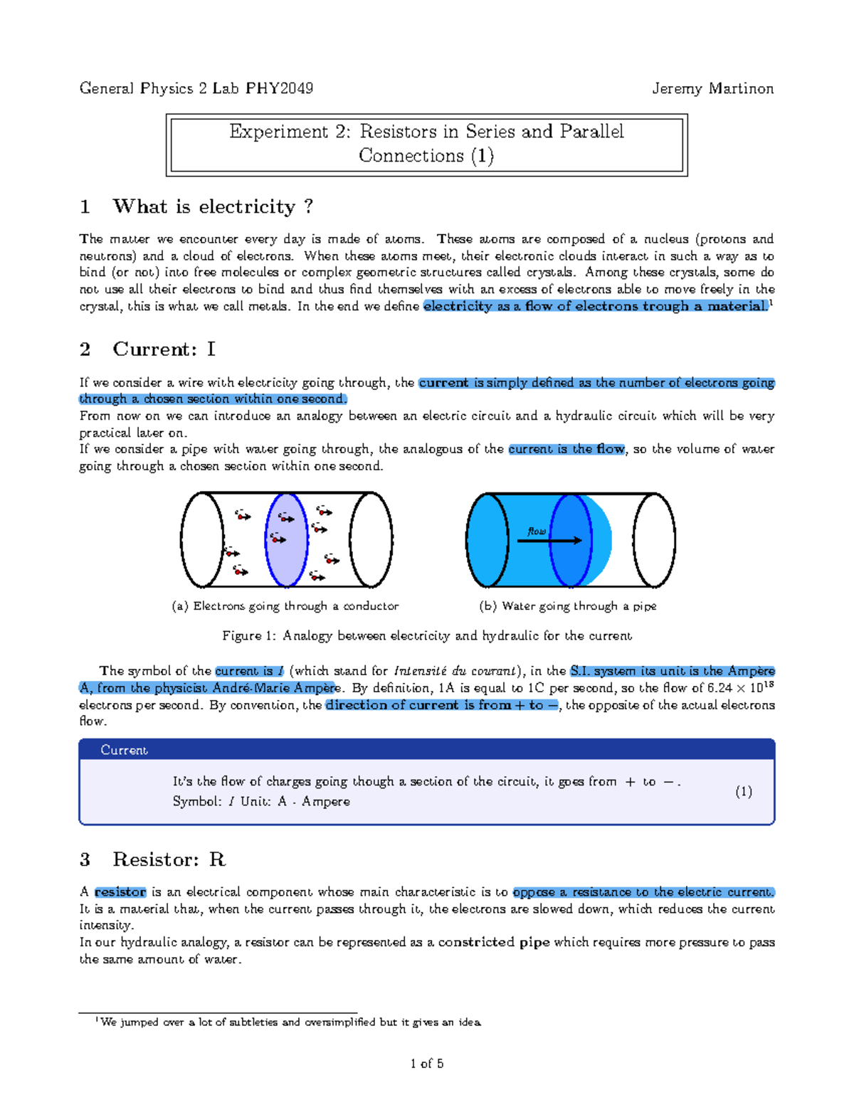 Experiment 2: Resistors in Series & Parallel - PHY2049 Theory Notes ...