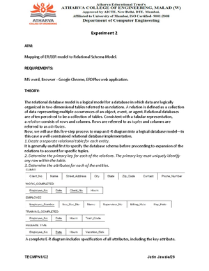 DBMS Exp 1 - Designing ER/EER Model - 1 EXPERIMENT 1 AIM: Identify the ...