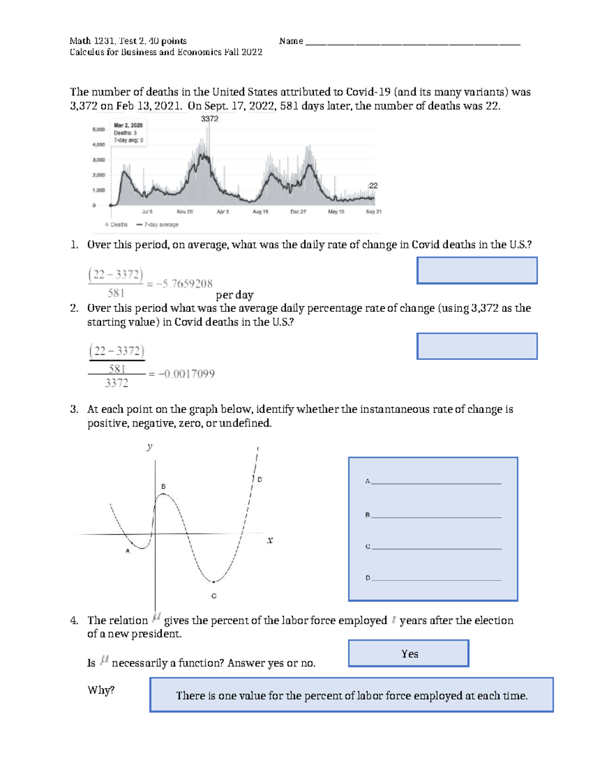 Math 1231, Test 2: Calculus for Business & Economics Exam Qs - Studocu