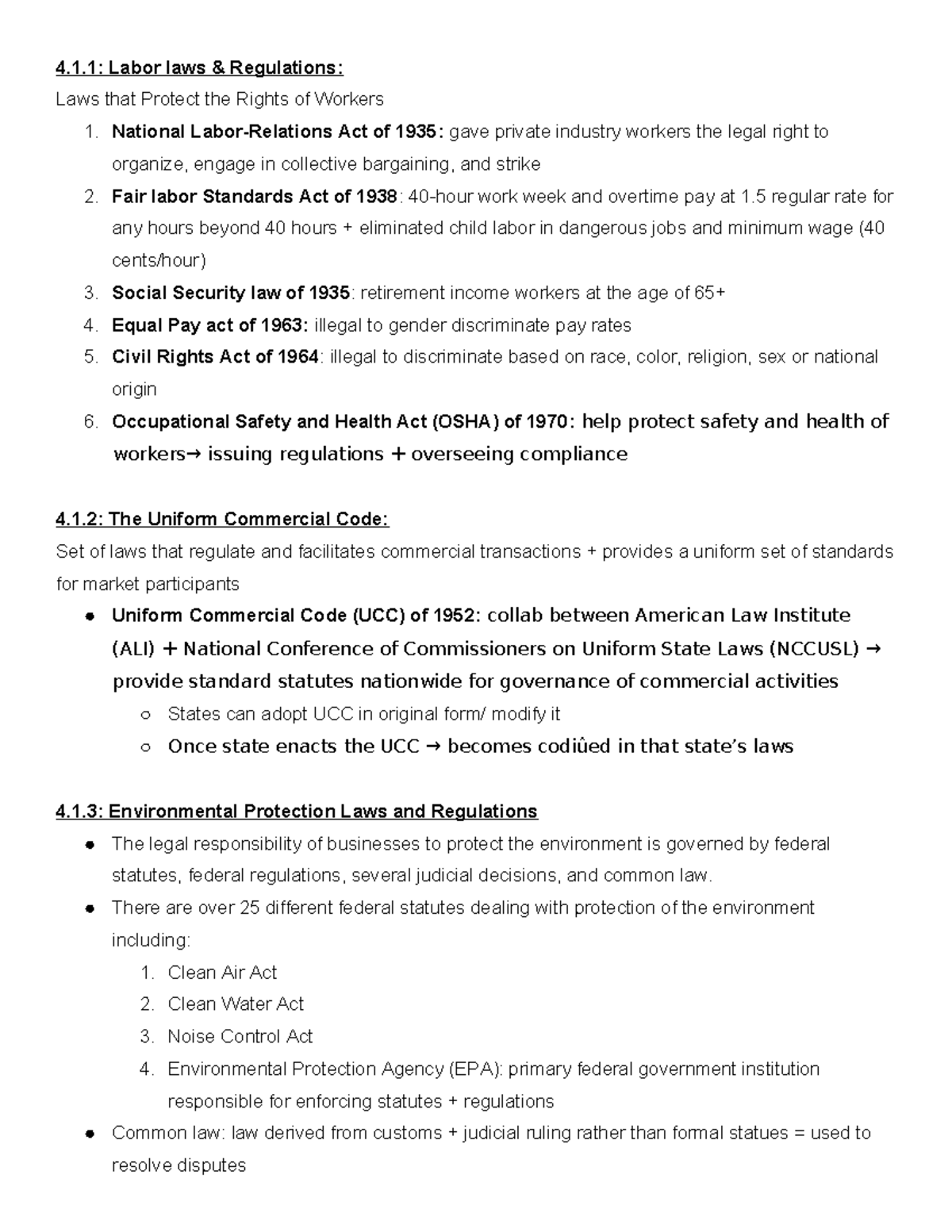 Study Guide - Labor Laws and Regulations (Chapter 4) - Studocu