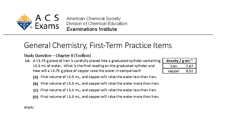 ACS GCF General Chemistry Practice Questions and Study Guide - Studocu