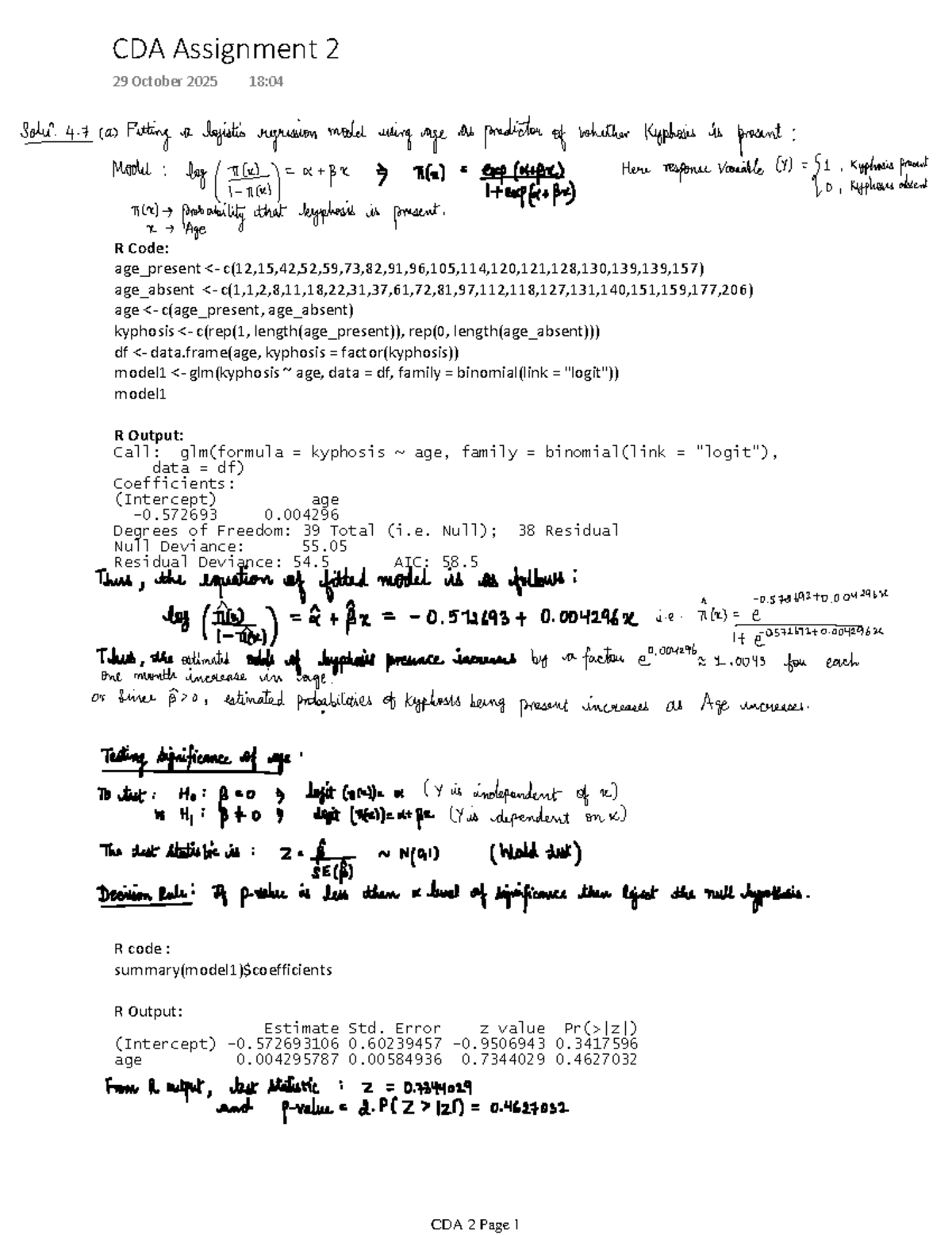 CDA 2 - Categorical Data Analysis Assignment Notes - Studocu
