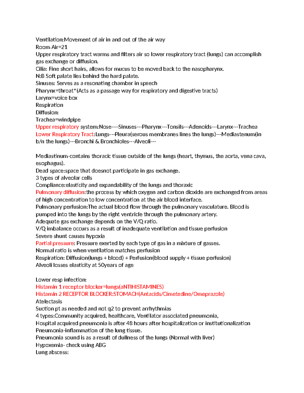 Med Surg Chapters 18-20: Respiratory System Overview - Studocu