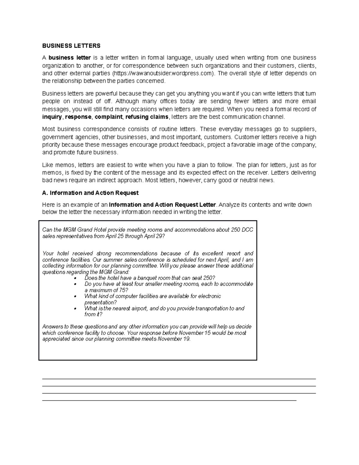 Business Letters in Purposive Communication: Effective Writing Guide ...