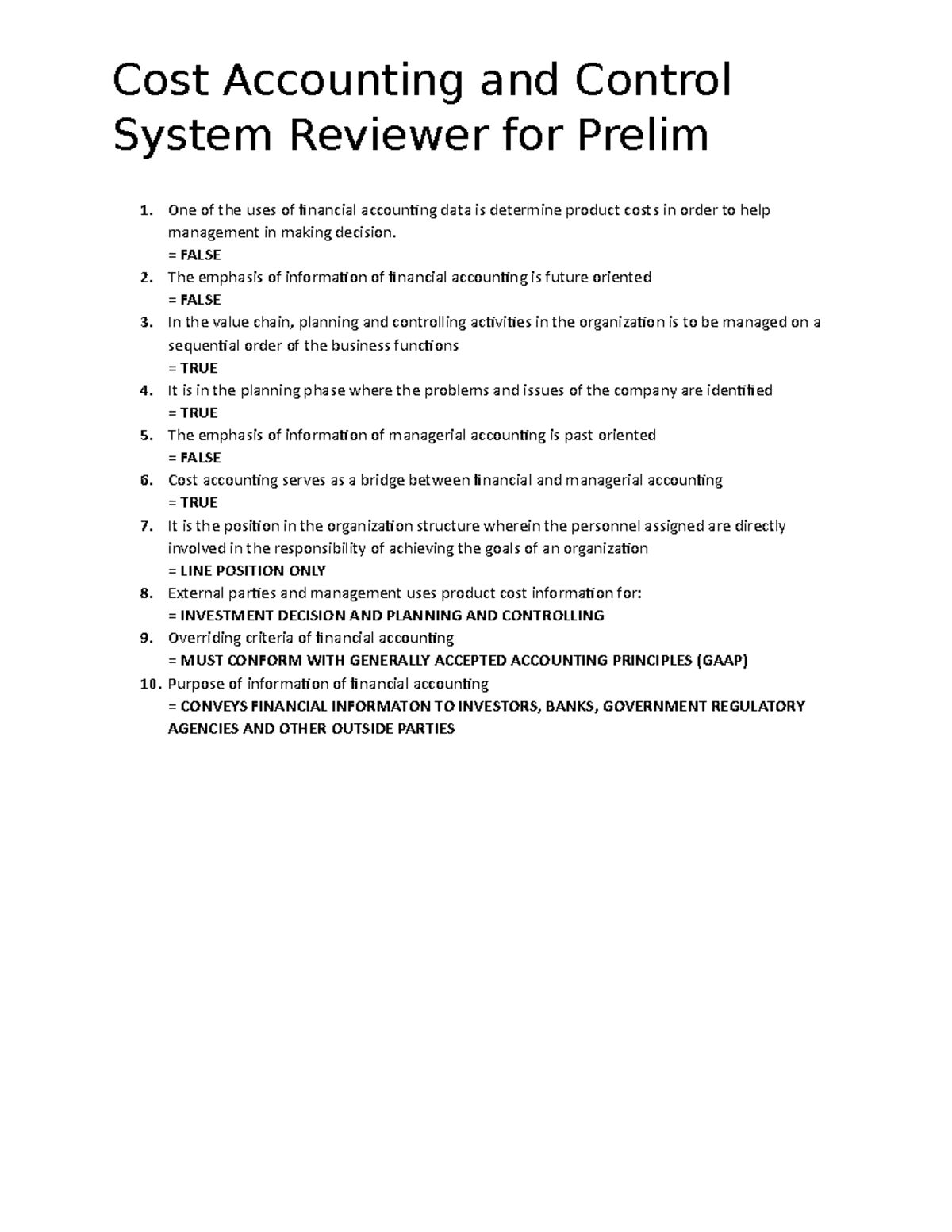 Cost Accounting And Control System Prelim - Cost Accounting and Control ...