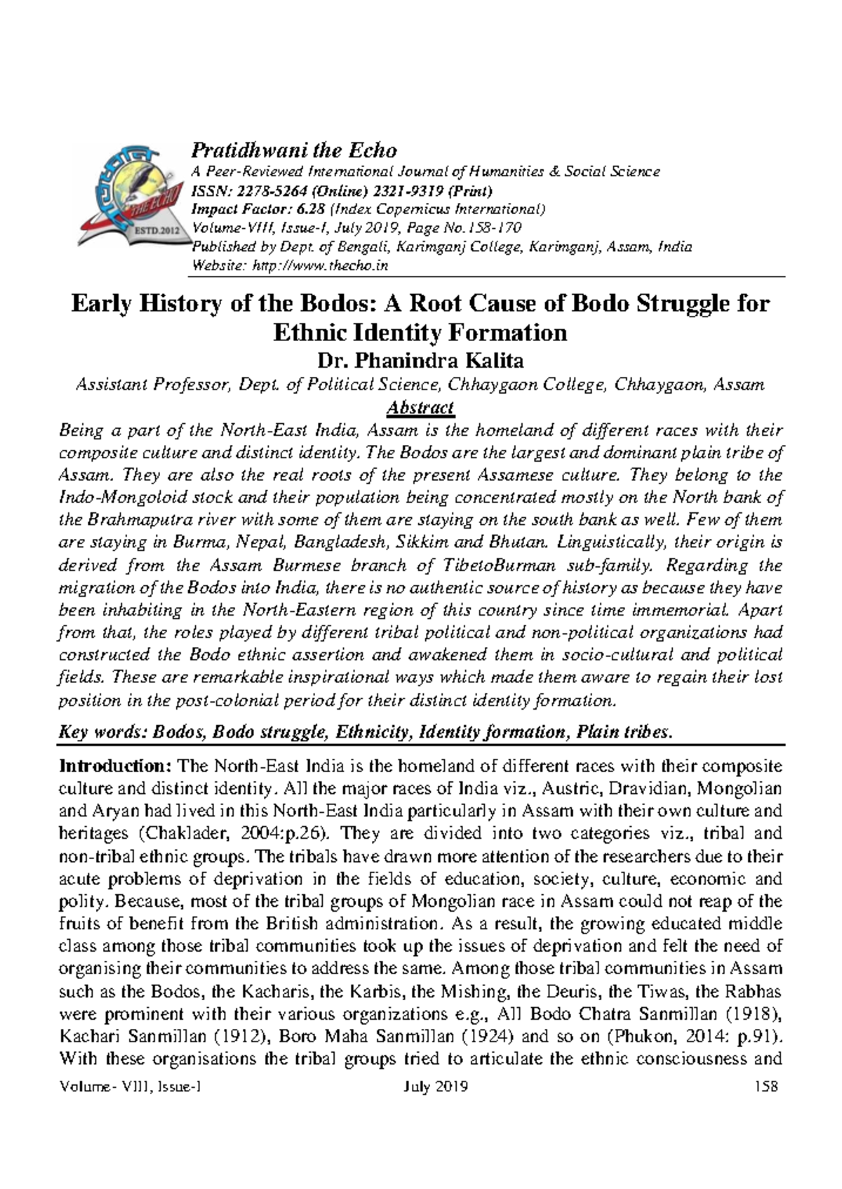 Early History of the Bodos: Ethnic Identity Struggles (BENG 101) - Studocu