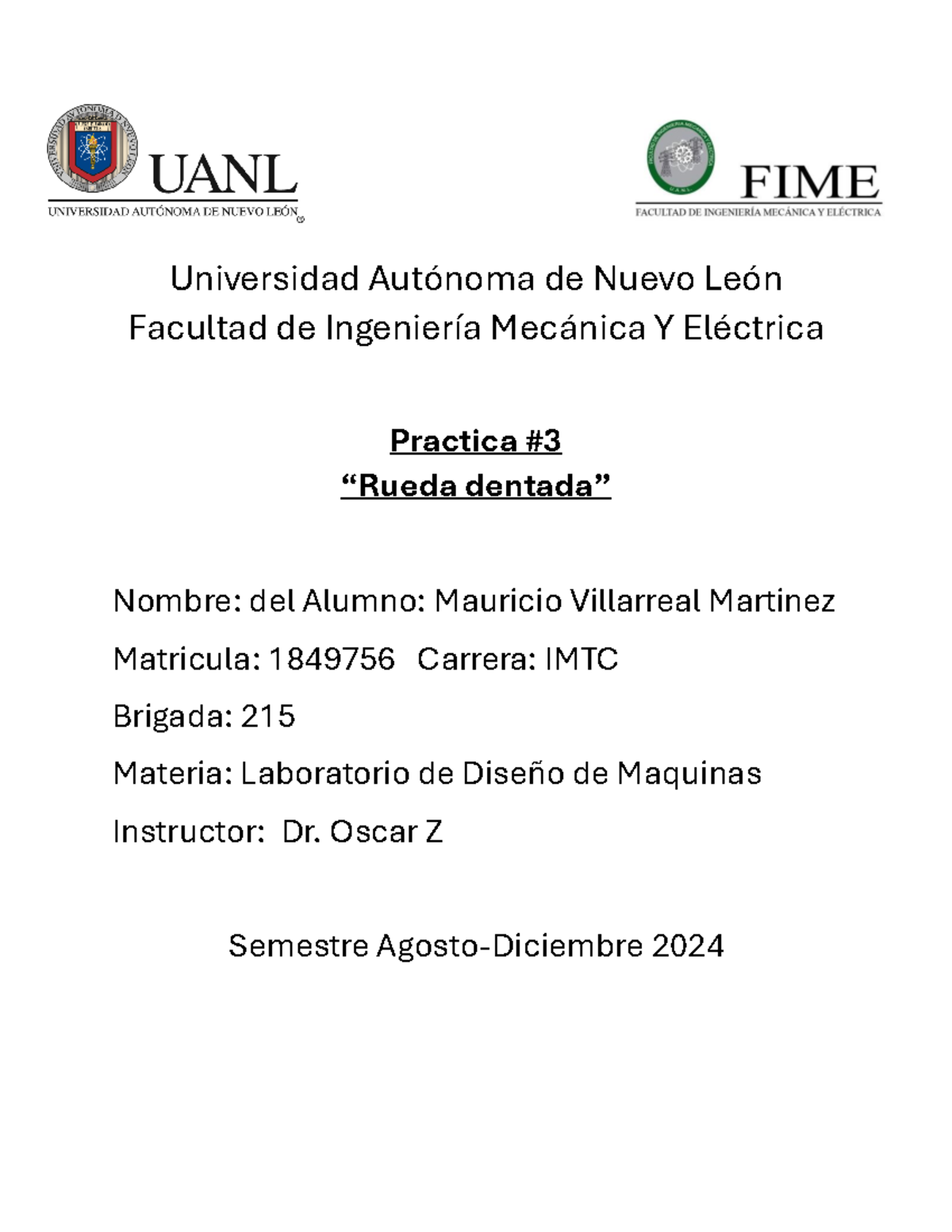 Práctica #3 de Diseño de Máquinas 1849756: Matrices en Autodesk ...