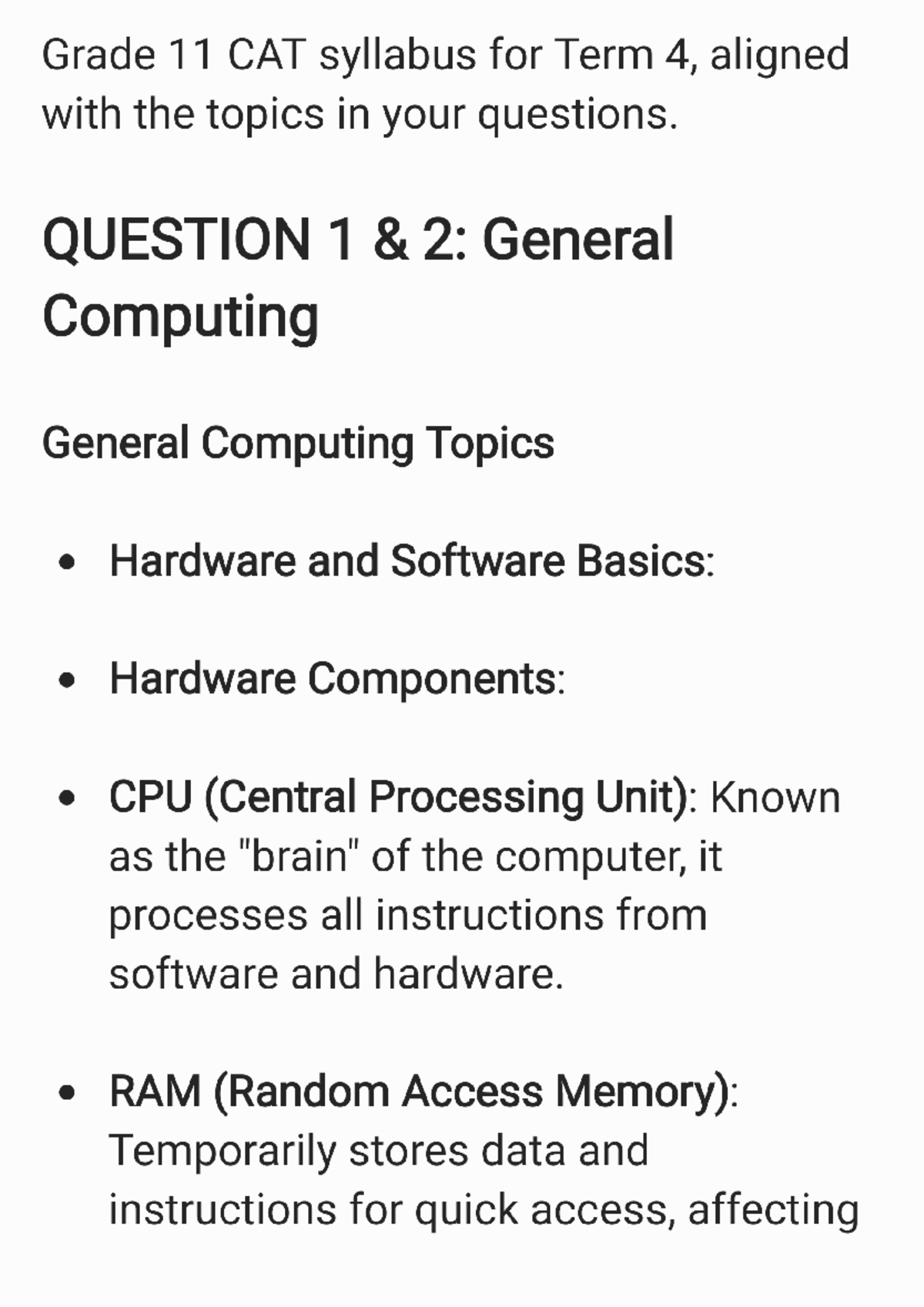 Grade 11 CAT Term 4 Summary Notes for Exam Preparation - Studocu