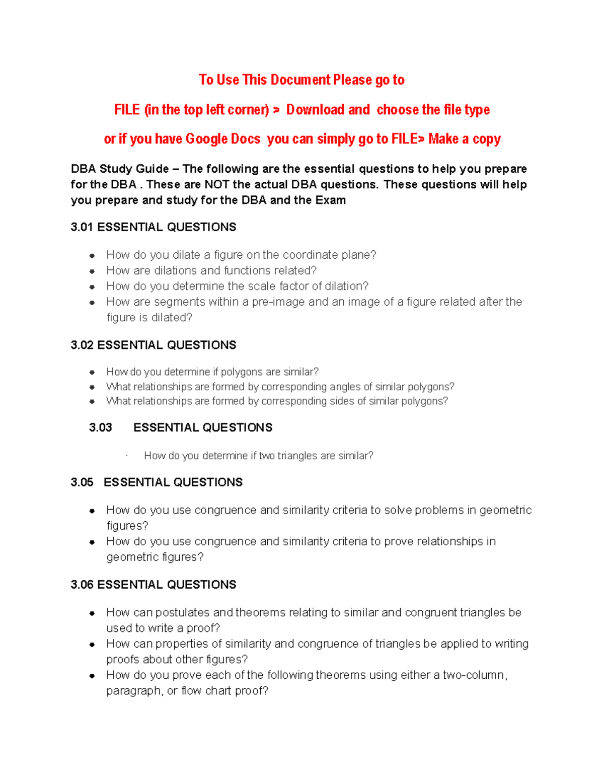 Module 3 DBA Study Guide - To Use This Document Please go to FILE (in ...