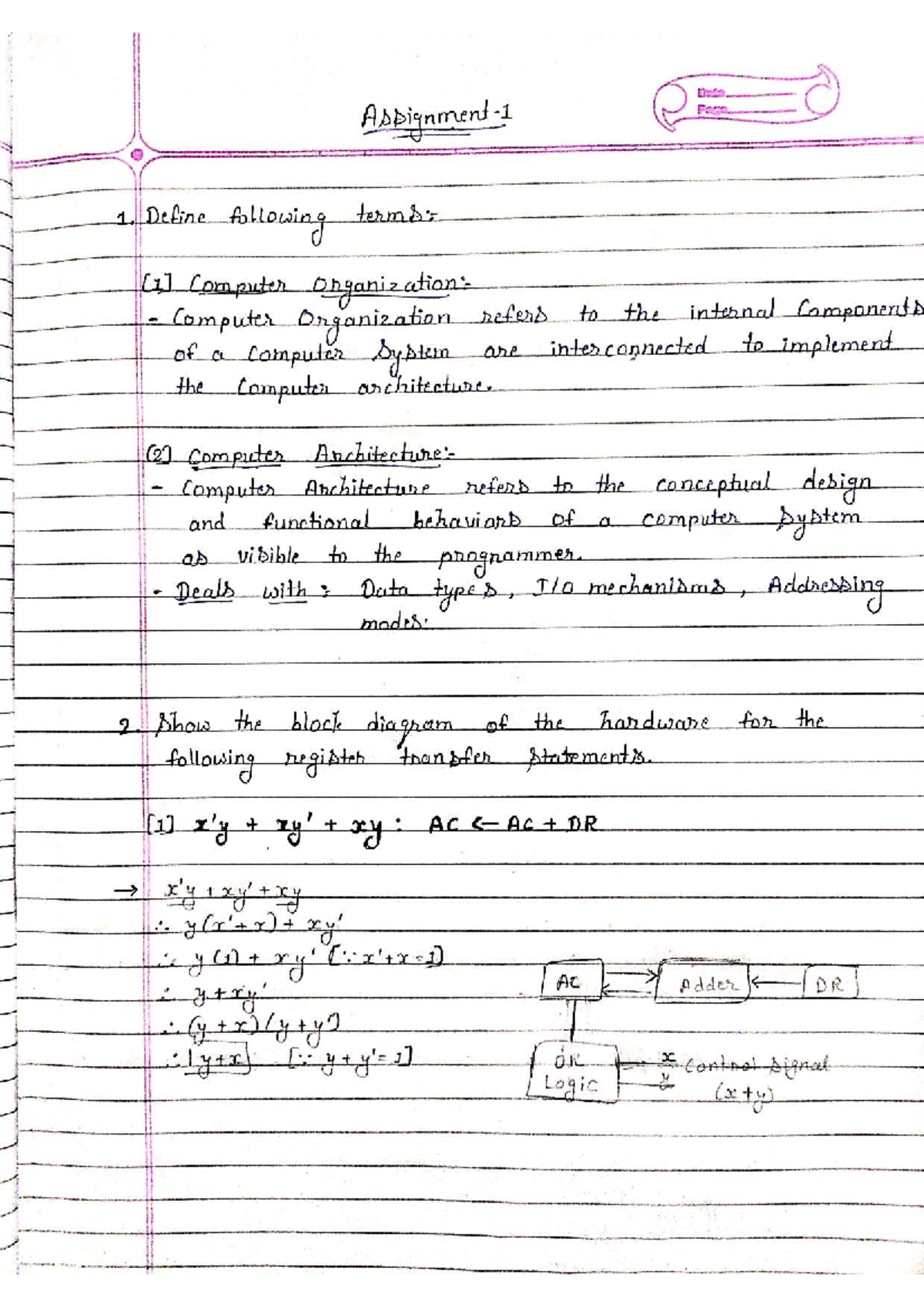 Computer Organization & Architecture Notes - Co A Assignment - Studocu