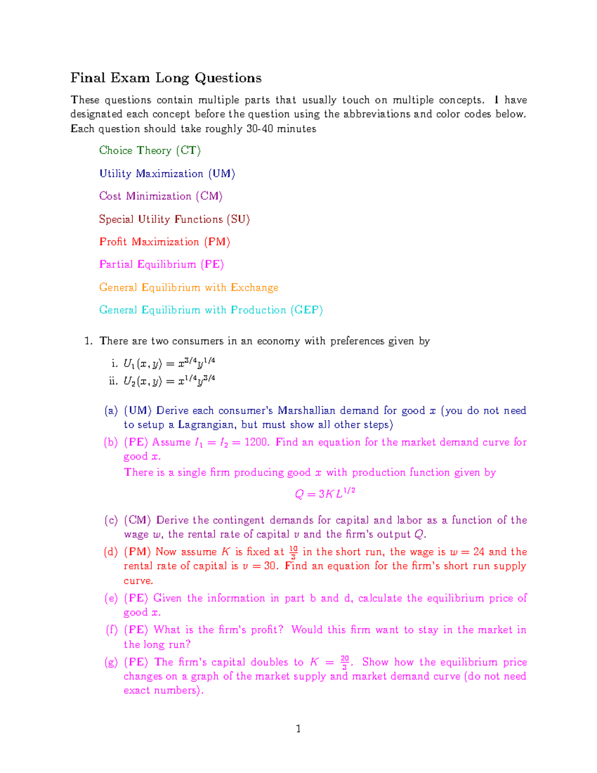 Final Exam Long Questions: Concepts and Applications in Economics - Studocu