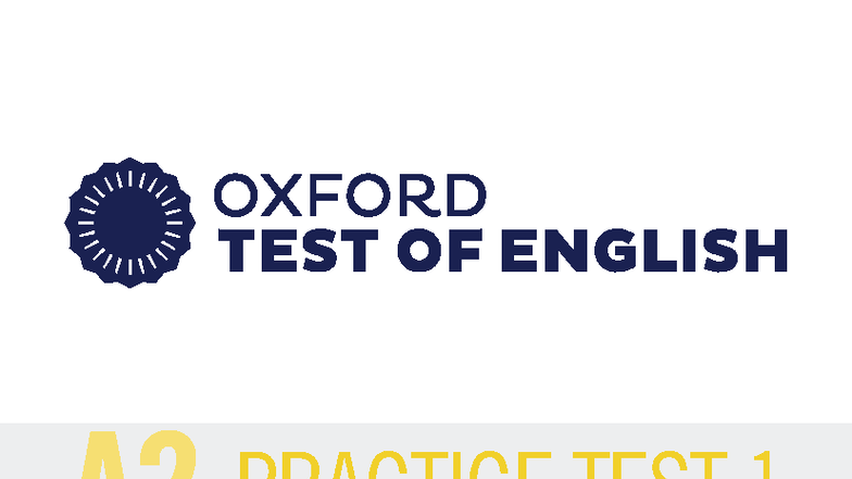 Oxford Test of English A2 Practice Test 1: Speaking, Listening, Reading ...