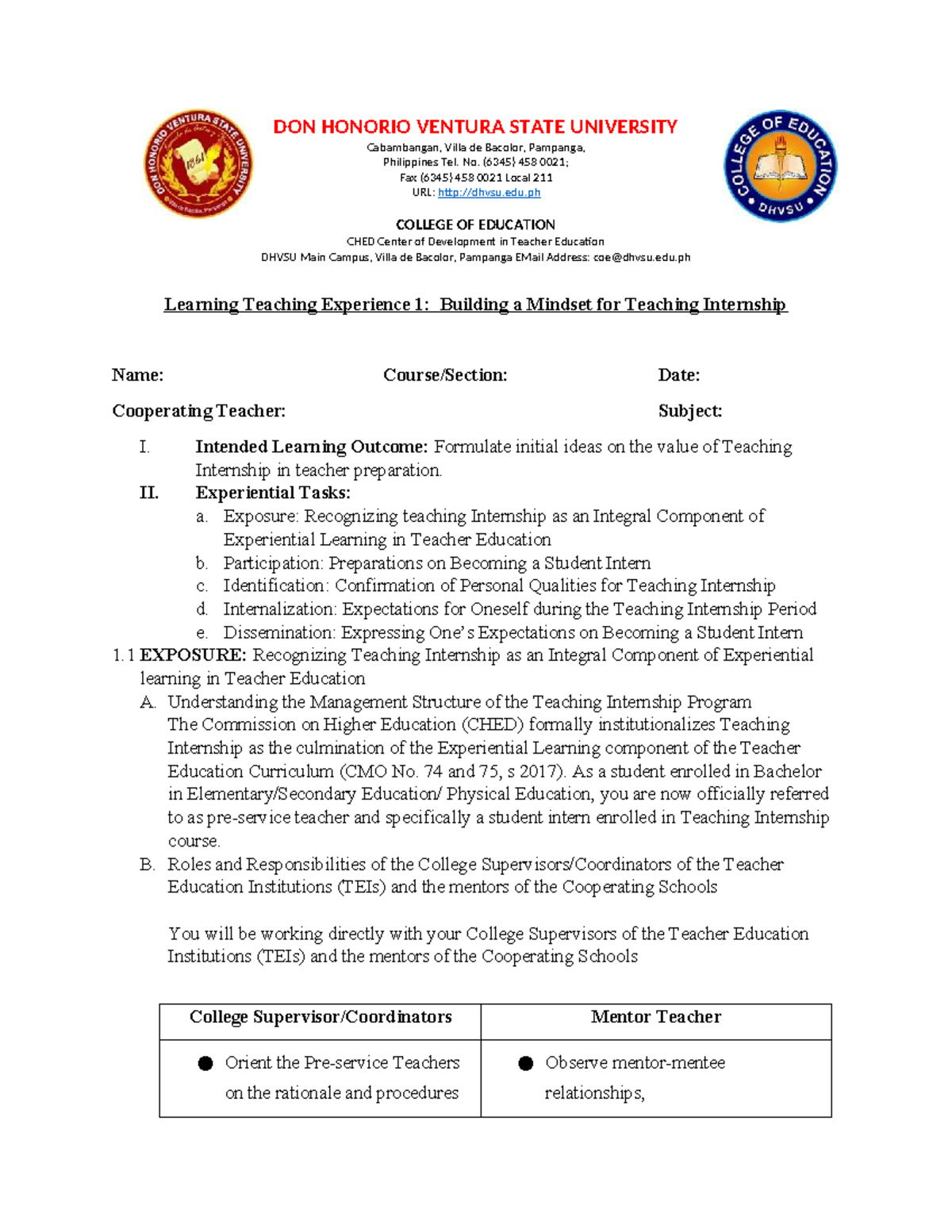 LTE-1: Learning Teaching Experience 1 - Building a Mindset for Teaching ...