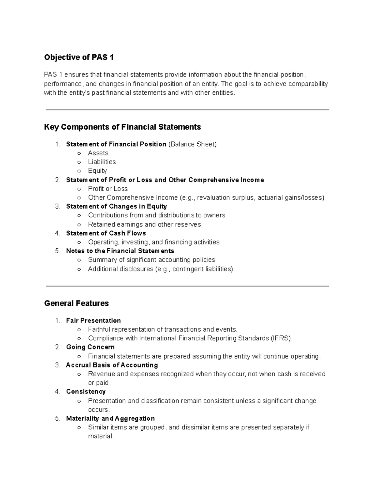 PAS 1 - PAS 1 SUMMARY - Objective of PAS 1 PAS 1 ensures that financial ...