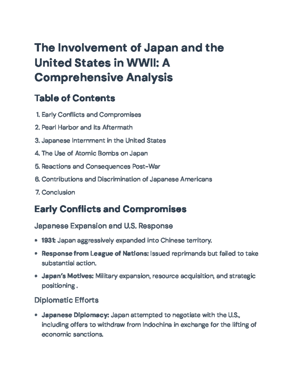 The Involvement of Japan and the U.S. in WWII: A Comprehensive Analysis ...