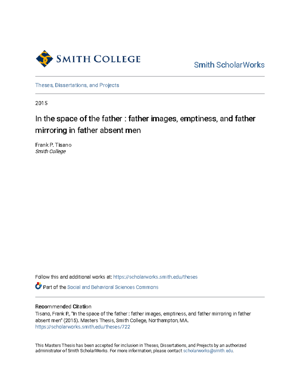 In the Space of the Father: Understanding Absent Father Images in Men ...