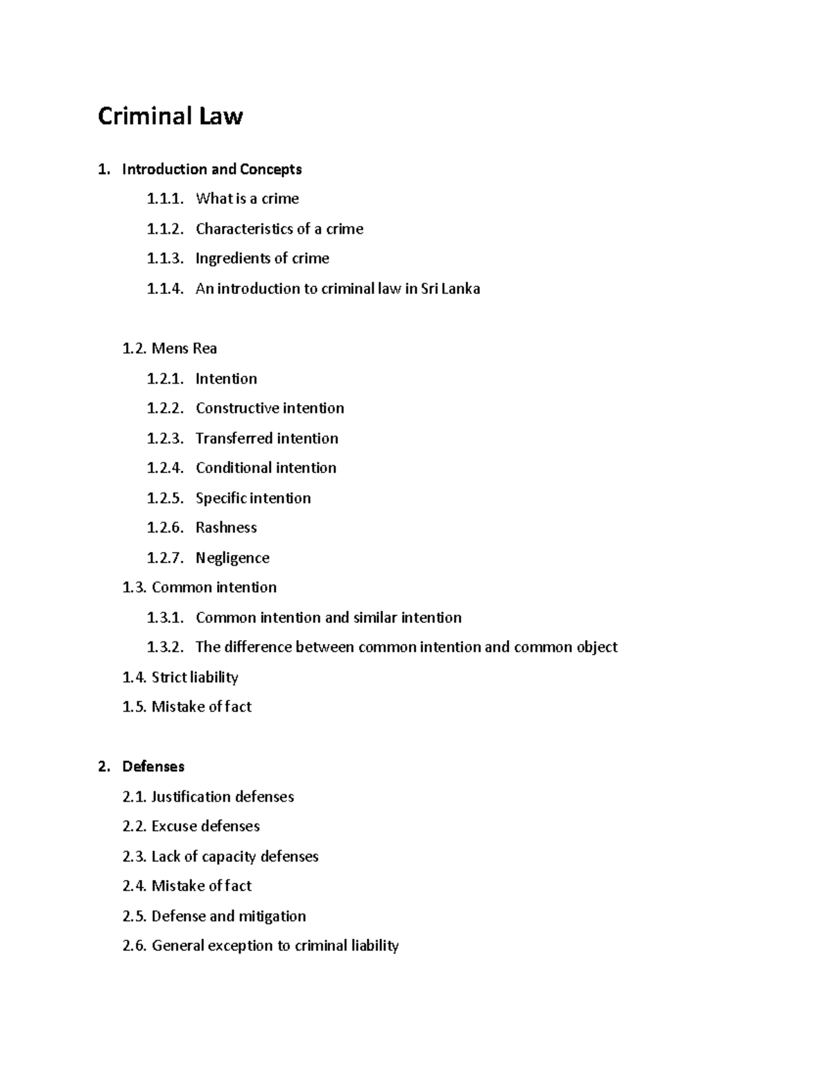 Criminal Law - Comprehensive Overview of Key Concepts and Defenses ...