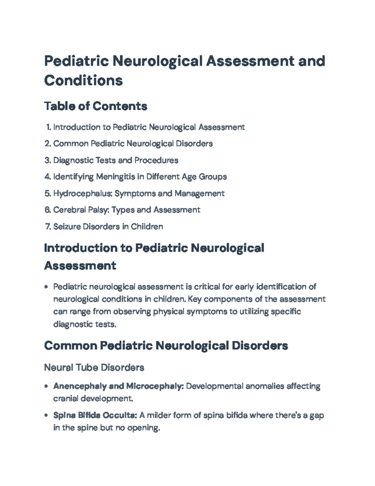 Pediatric Neurological Assessment: Disorders, Diagnosis & Management ...