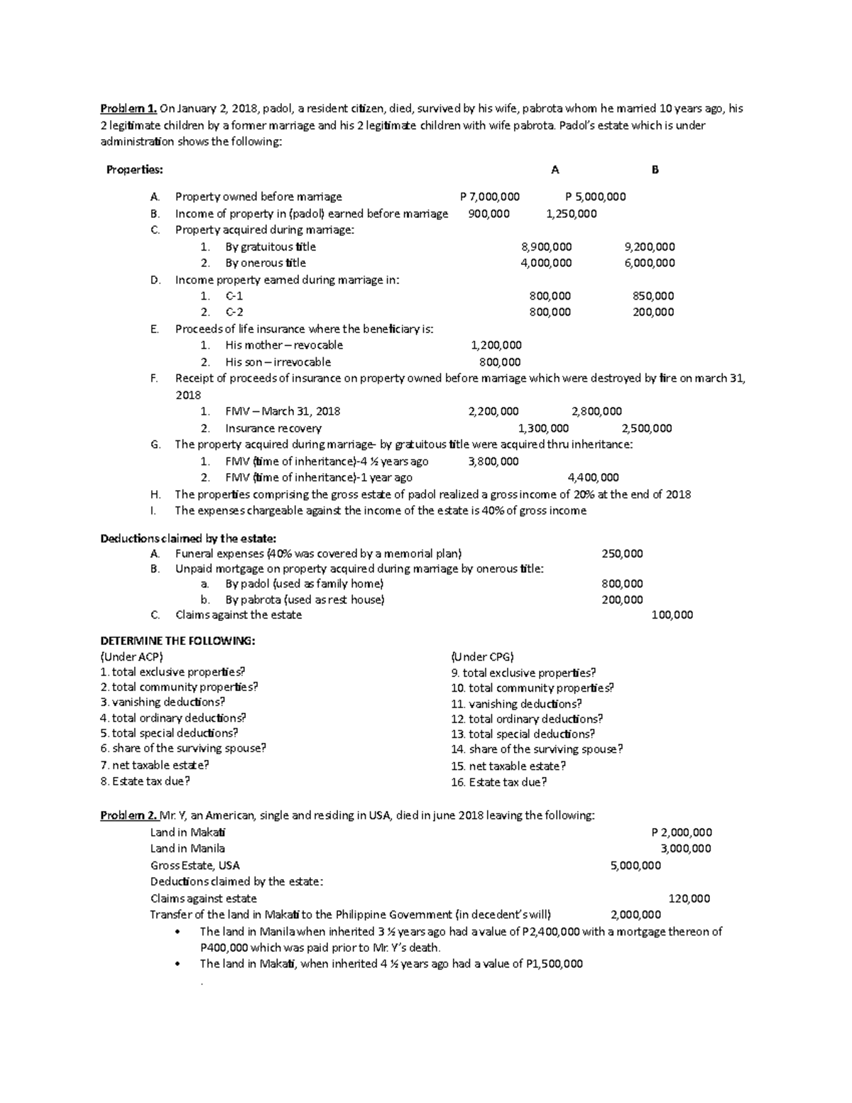 Estate Tax Analysis 2021: Comprehensive Study and Problem Solving - Studocu