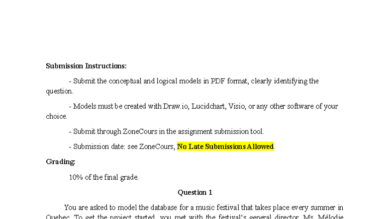 Assignment 1: Database Modeling for Music Festival (CS101) - Studocu