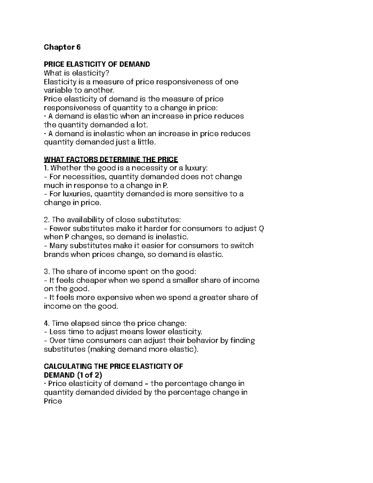 Microeconomics Study Guide: Chapter 6 - Price Elasticity of Demand ...