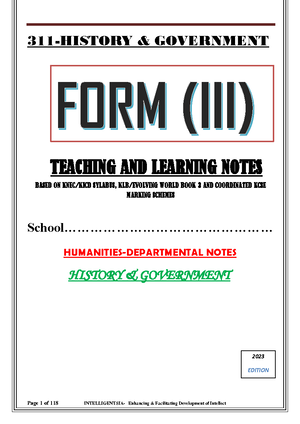 History PP2 QS 2024 - Good - 311/2 - HISTORY AND GOVERNMENT - Paper 2 ...