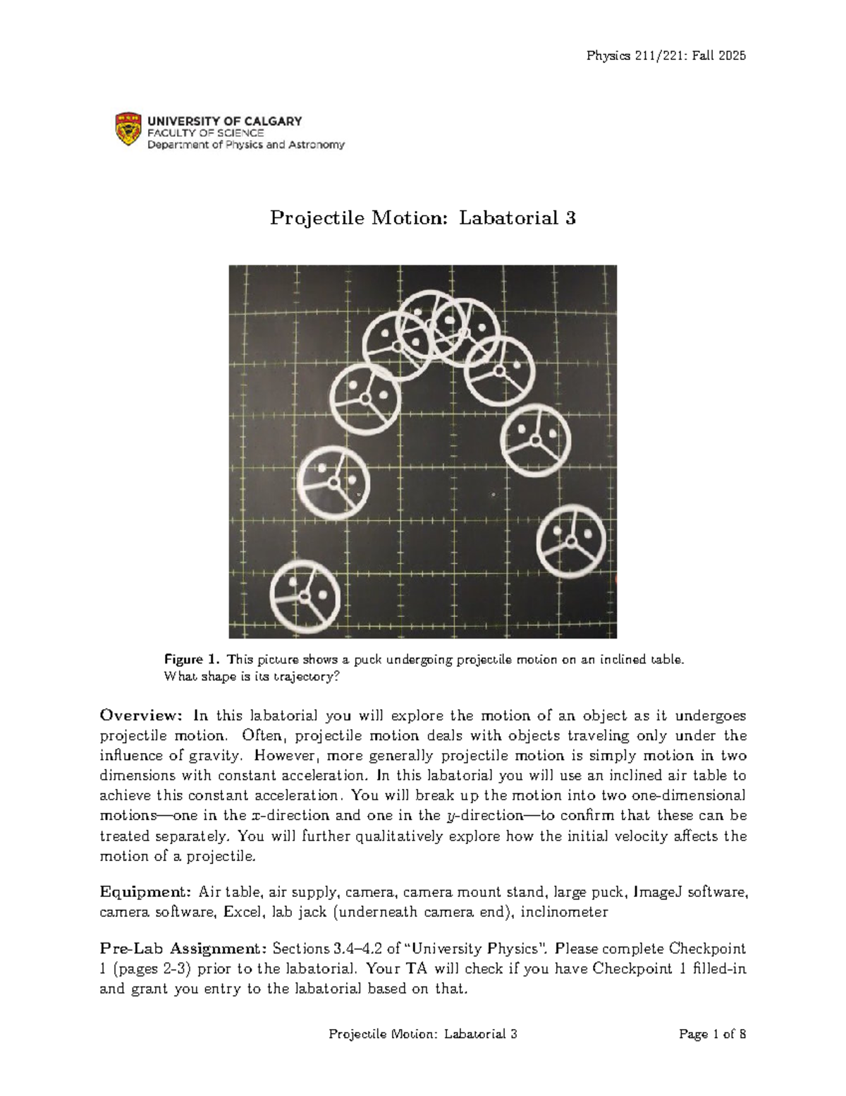 Phys211 221 - Lab 03: Projectile Motion on Inclined Air Table - FA2025 ...