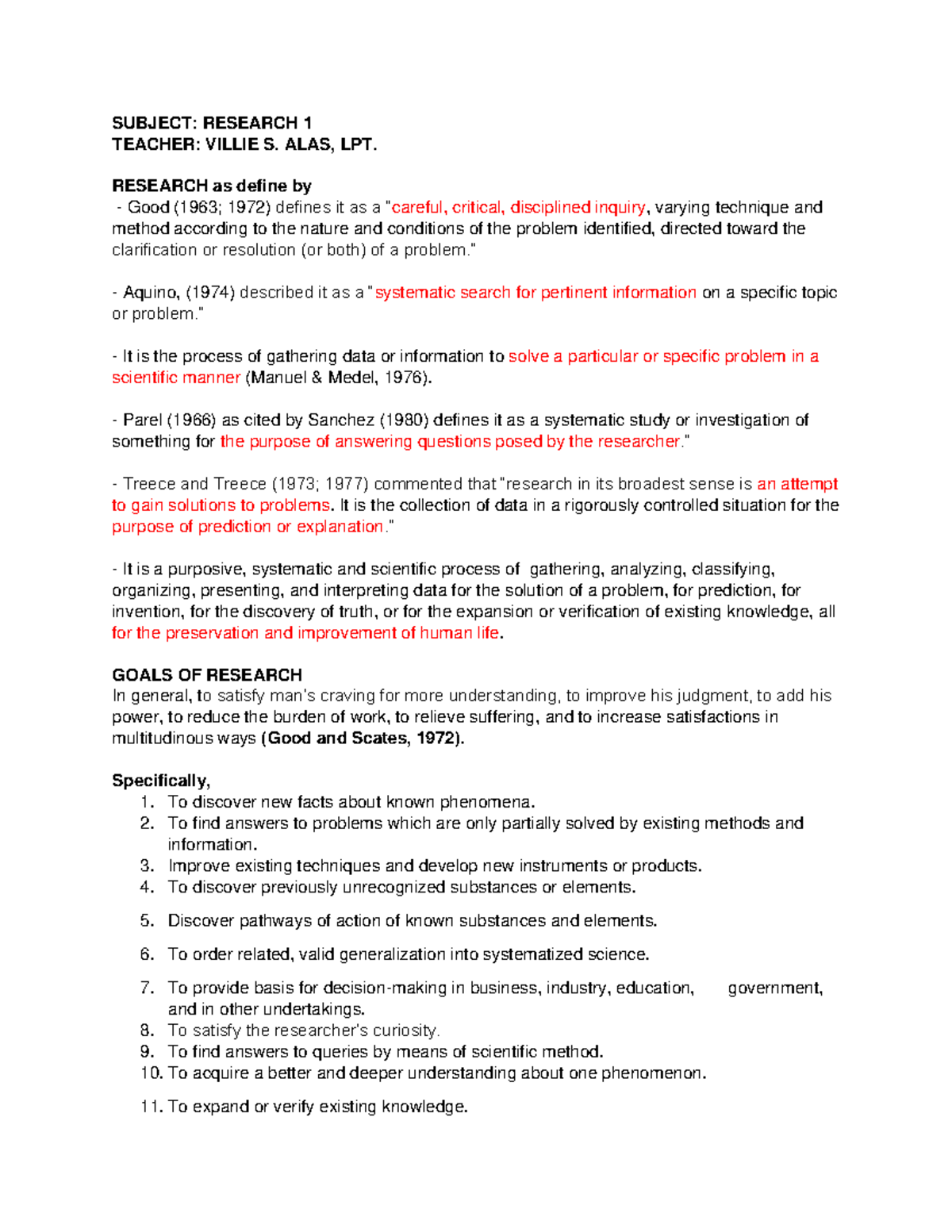 Understanding Research: Definitions, Goals, and Classifications ...