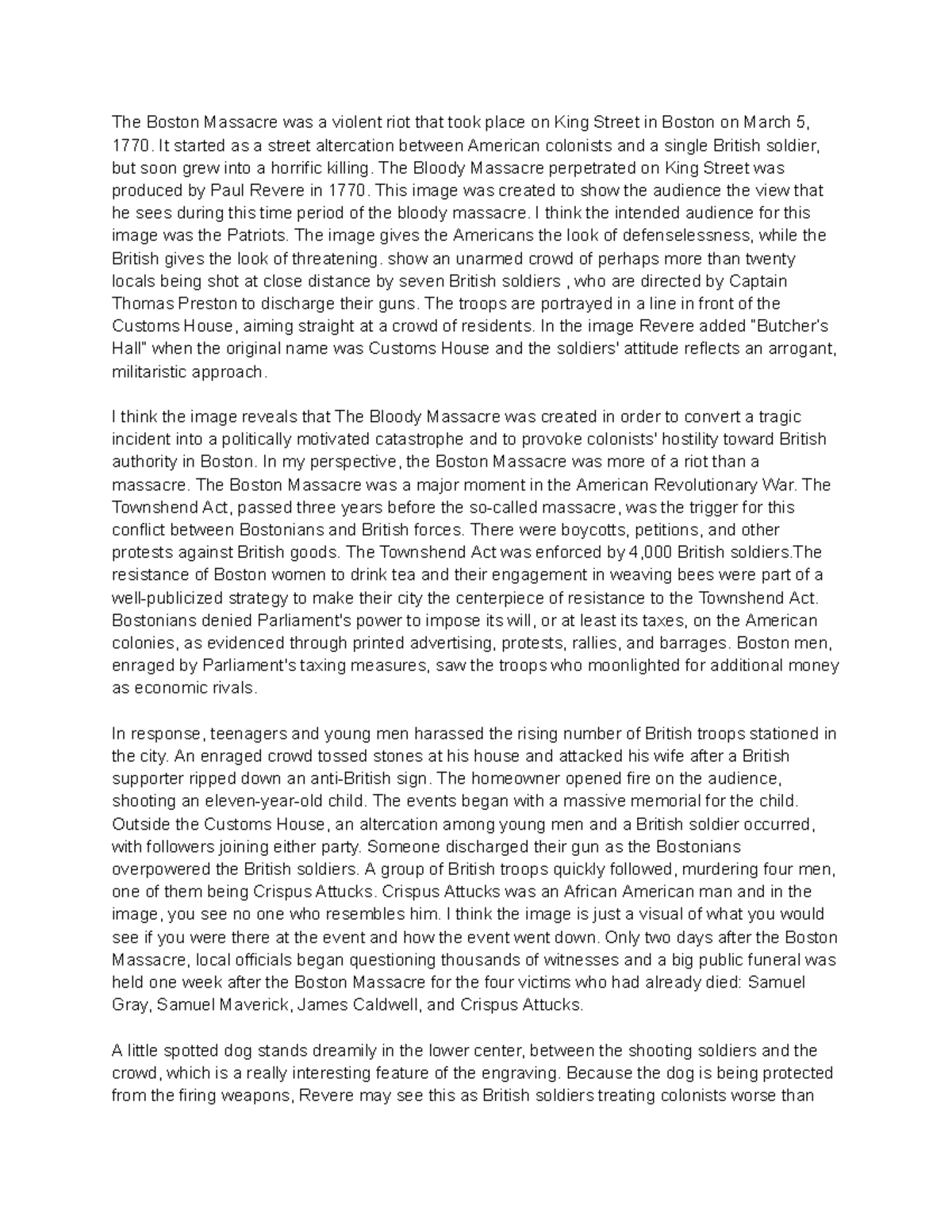 ENG-301: The Boston Massacre - Analysis of Revere's Depiction - Studocu