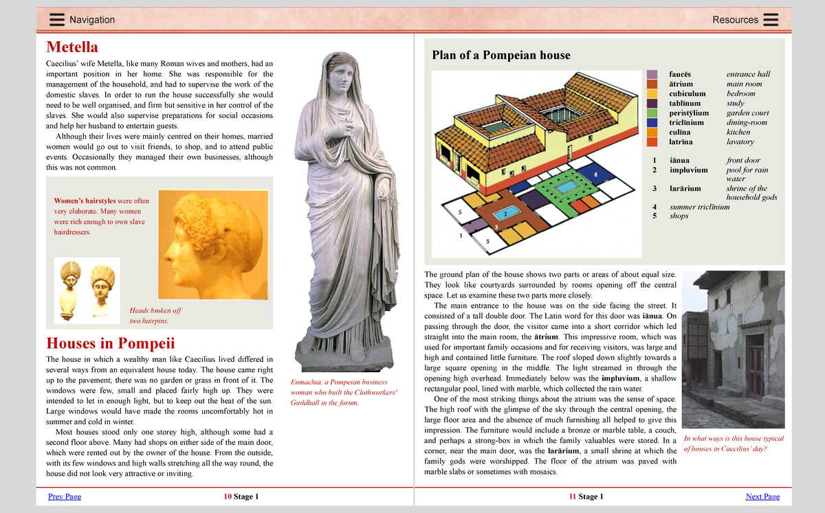 Cambridge Latin Book 1 - Metella Caecilius’ wife Metella, like many ...