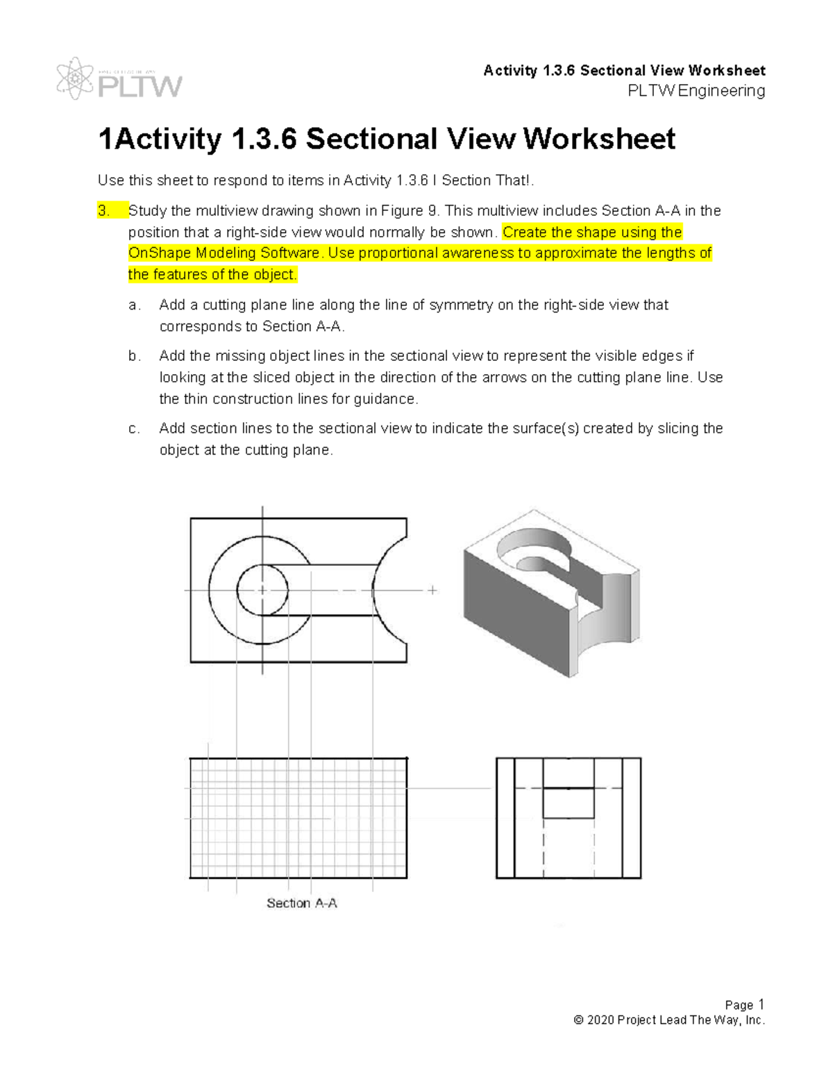 Activity 1.3.6 Sectional View Worksheet - PLTW Engineering - Studocu