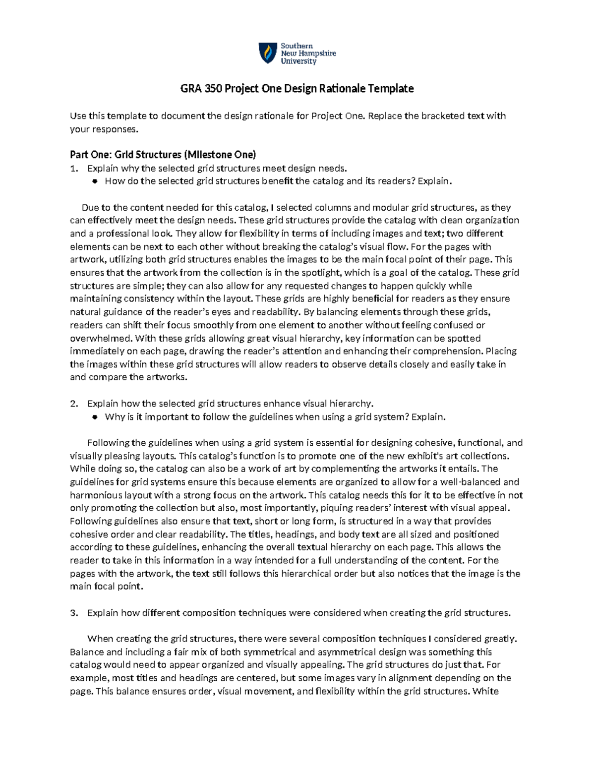 GRA 350 Project One Design Rationale Template - Replace the bracketed ...