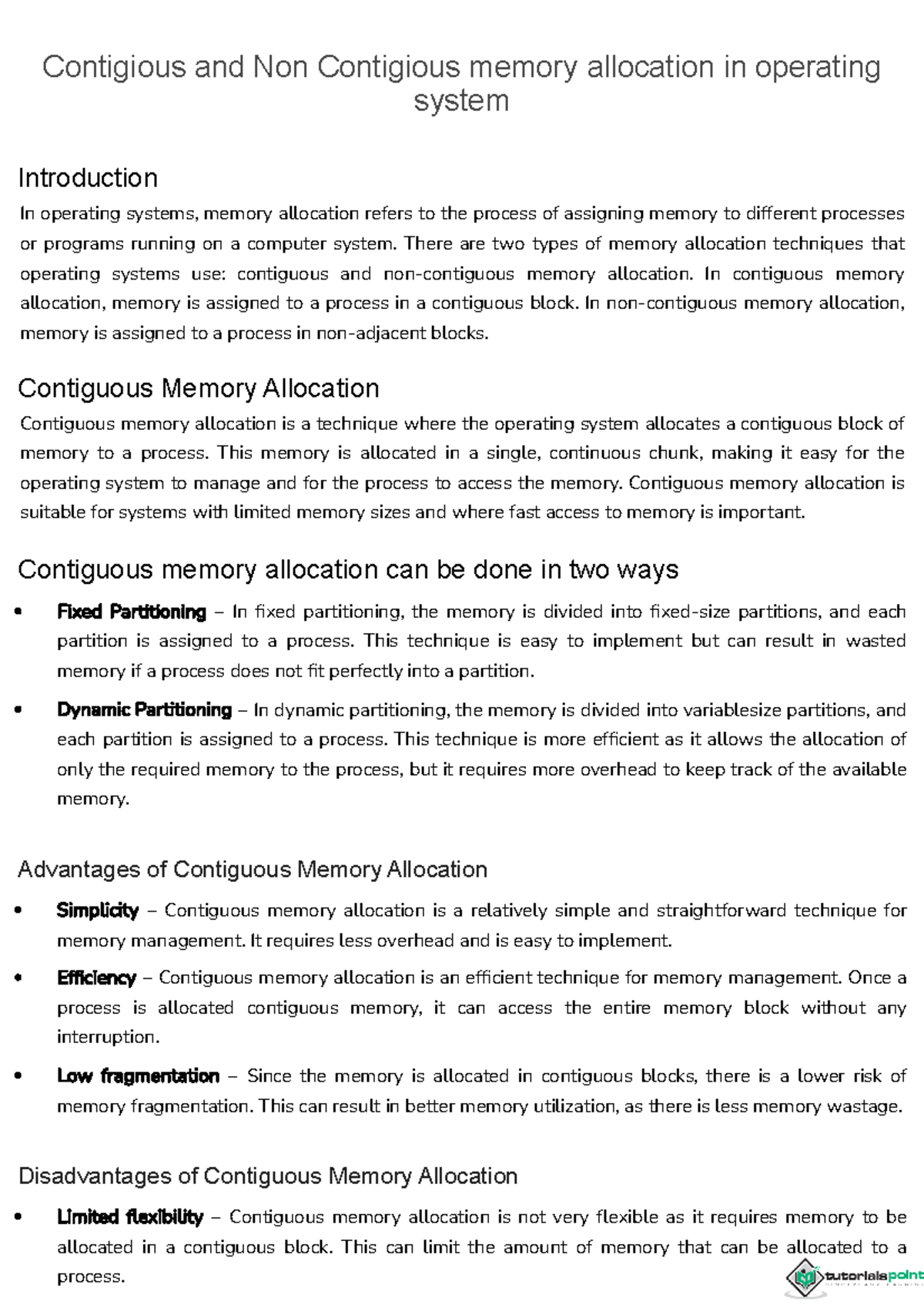 OS 101: Contiguous vs Non-Contiguous Memory Allocation Explained - Studocu